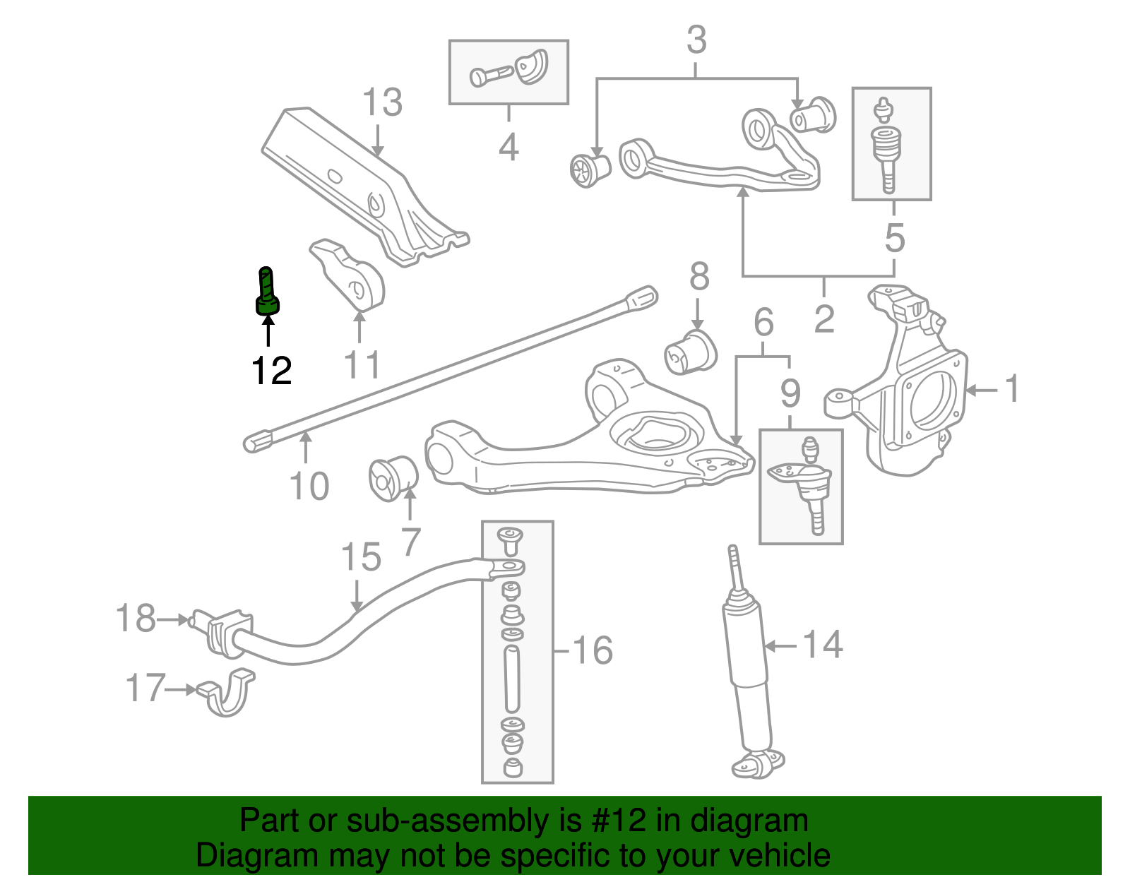 2007-2013 GM 12x1.75x61 Torsion Bar Adjuster Bolt 11612276 | QuirkParts