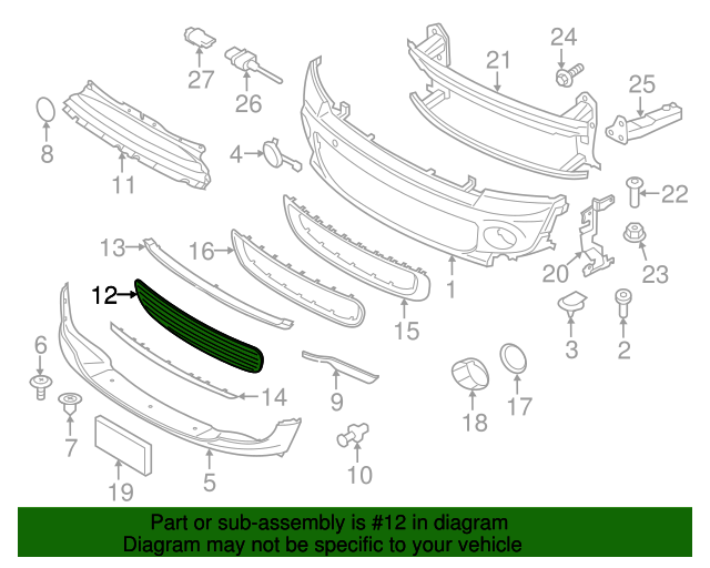 2011-2015 Mini Cooper Lower Grille 51-11-7-250-785 | Mini Parts Direct