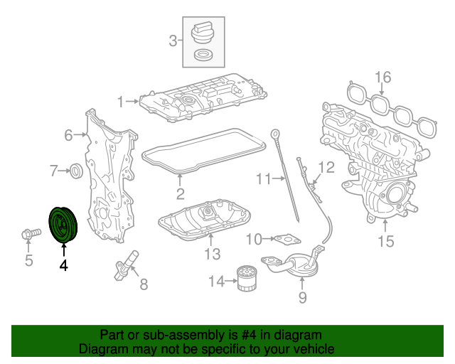 2012-2019 Toyota Prius C Engine Crankshaft Pulley 13407-21070 | Toyota ...