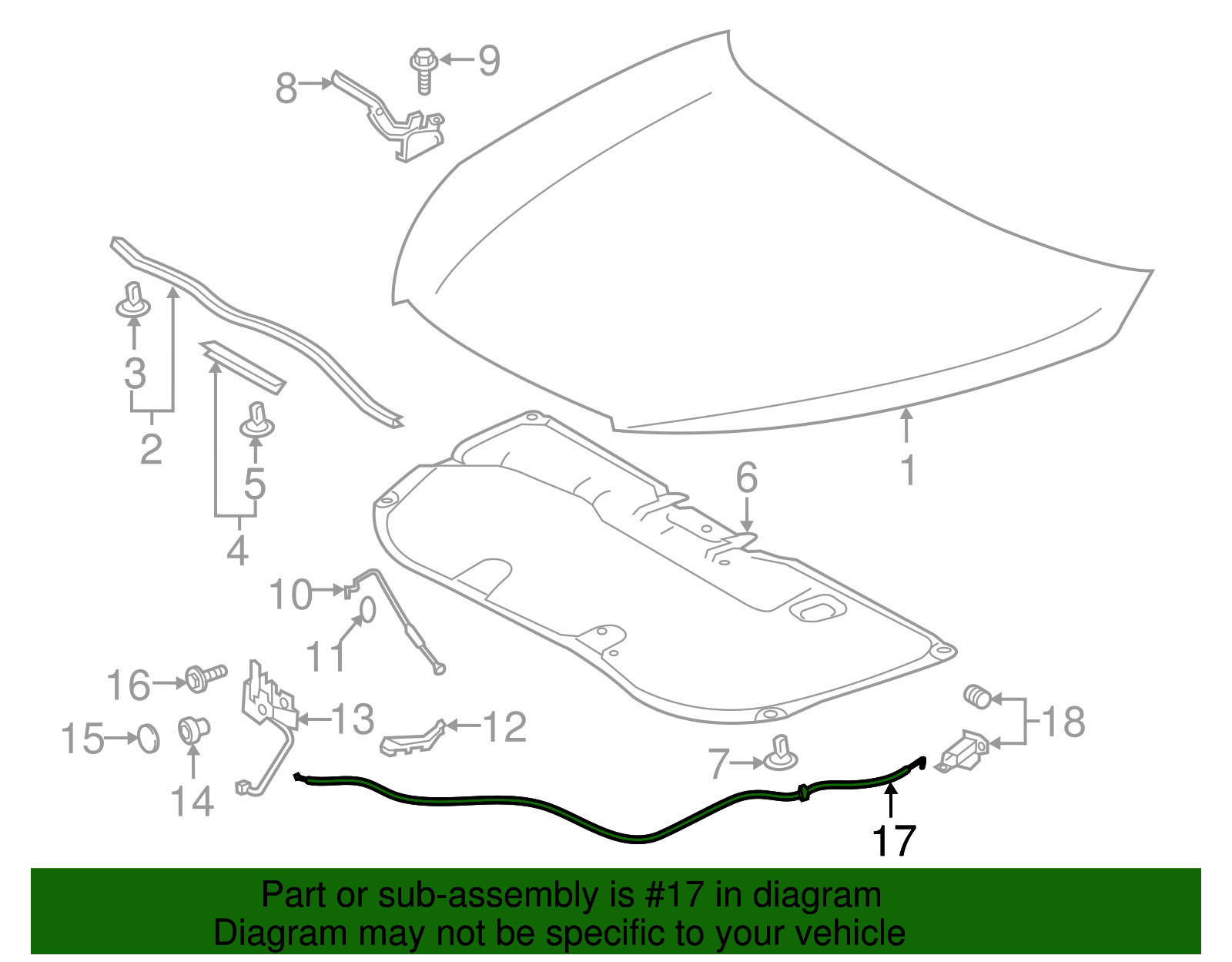 Genuine Toyota Release Cable part# 53630-0E050 for 2014-2019 Toyota ...