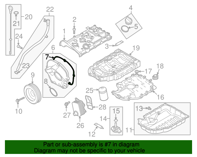 2005-2015 Audi Engine Timing Cover Gasket 06D-103-121-B | Audi USA Parts