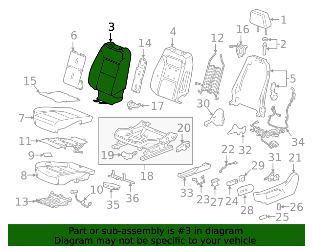 Black Driver Seat Back Cover 84672225 | GMPartsDirect.com