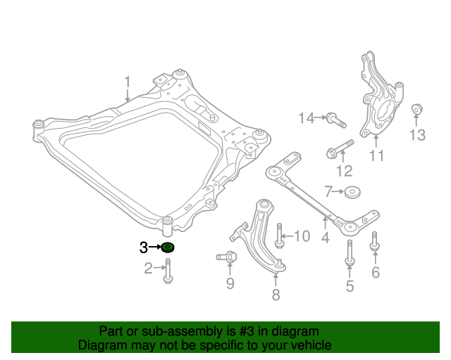2011-2023 Nissan Engine Cradle Stopper 54342-4BA0A | Parts for Nissans