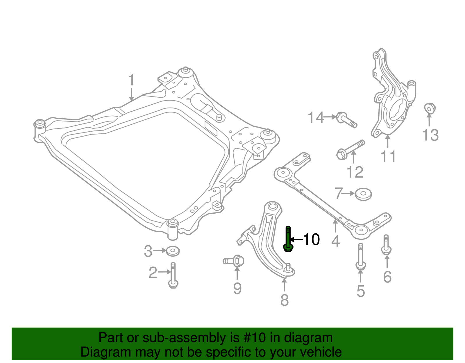 54459-EN11D - Lower Control Arm Rear Bolt 2014-2020 Nissan Rogue ...