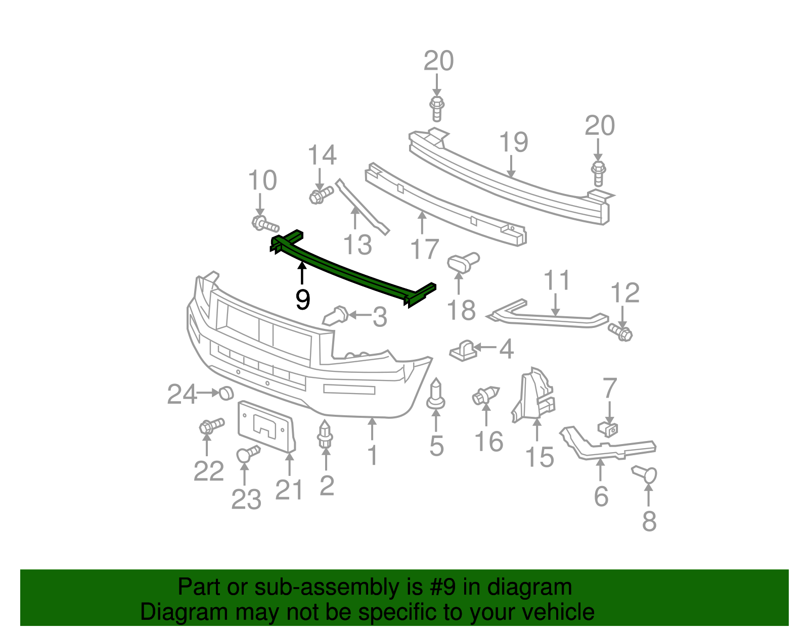 71140-SJC-A00 - 2006-2008 Honda Ridgeline - Beam Front Bumper Center ...