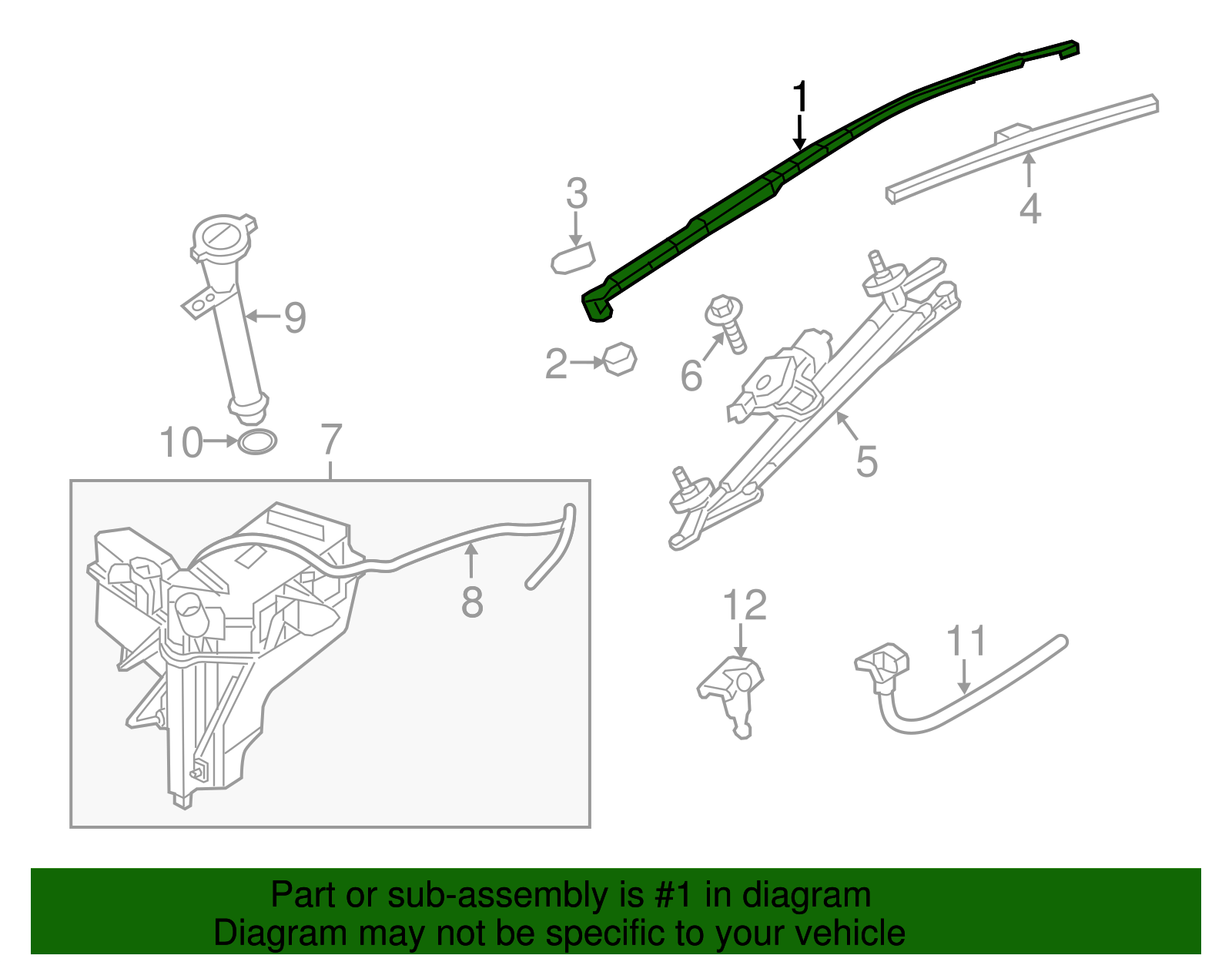 2013-2020 Nissan Pathfinder Wiper Arm 28886-3JA0A | Nissan Parts Central
