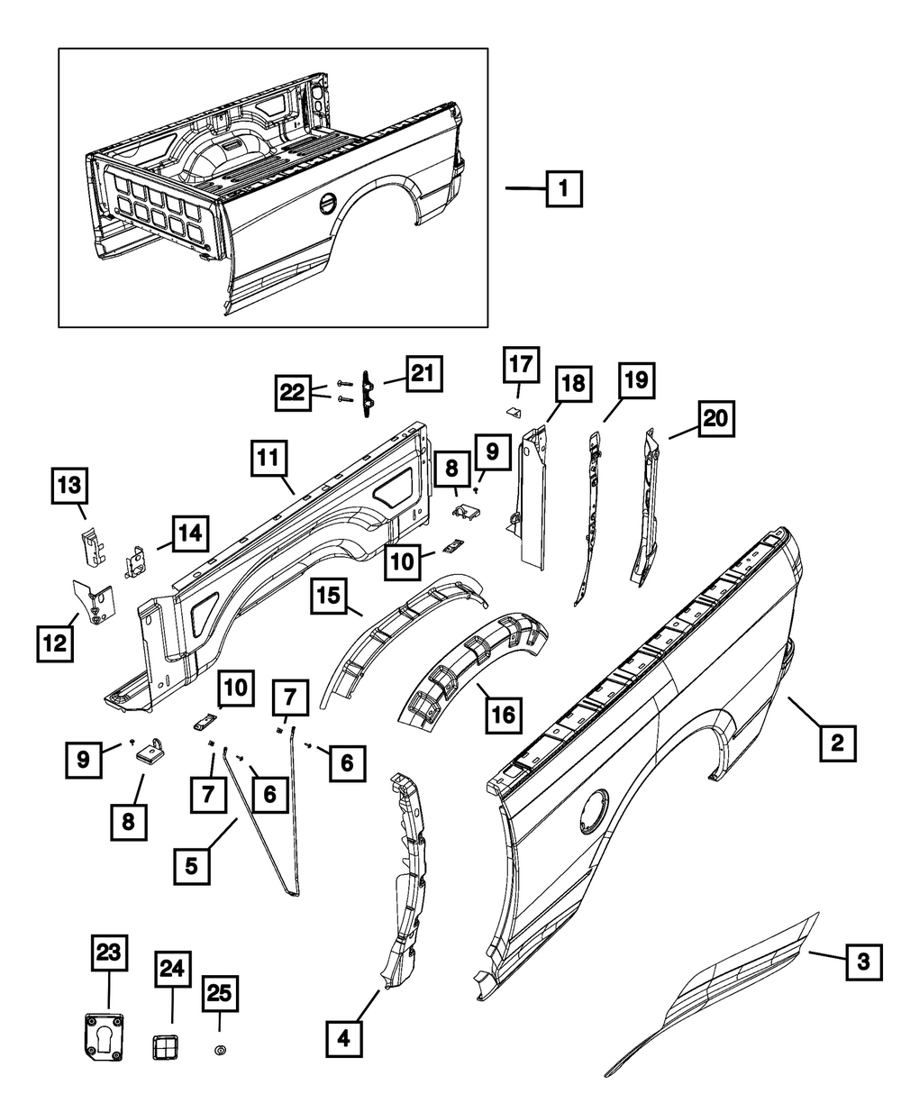2019-2025 Ram Box Side Outer Panel, Left 68365021AB | Mopar eStore