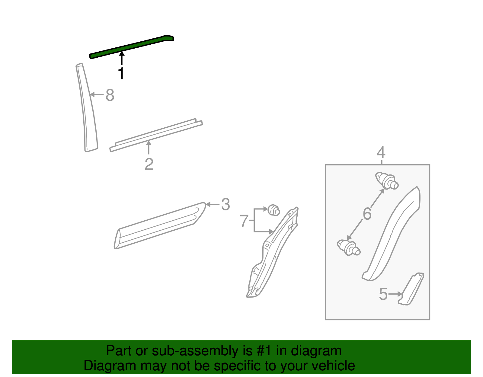 75763-0C010 - Frame Molding 2001-2007 Toyota Sequoia | Longo Toyota Parts