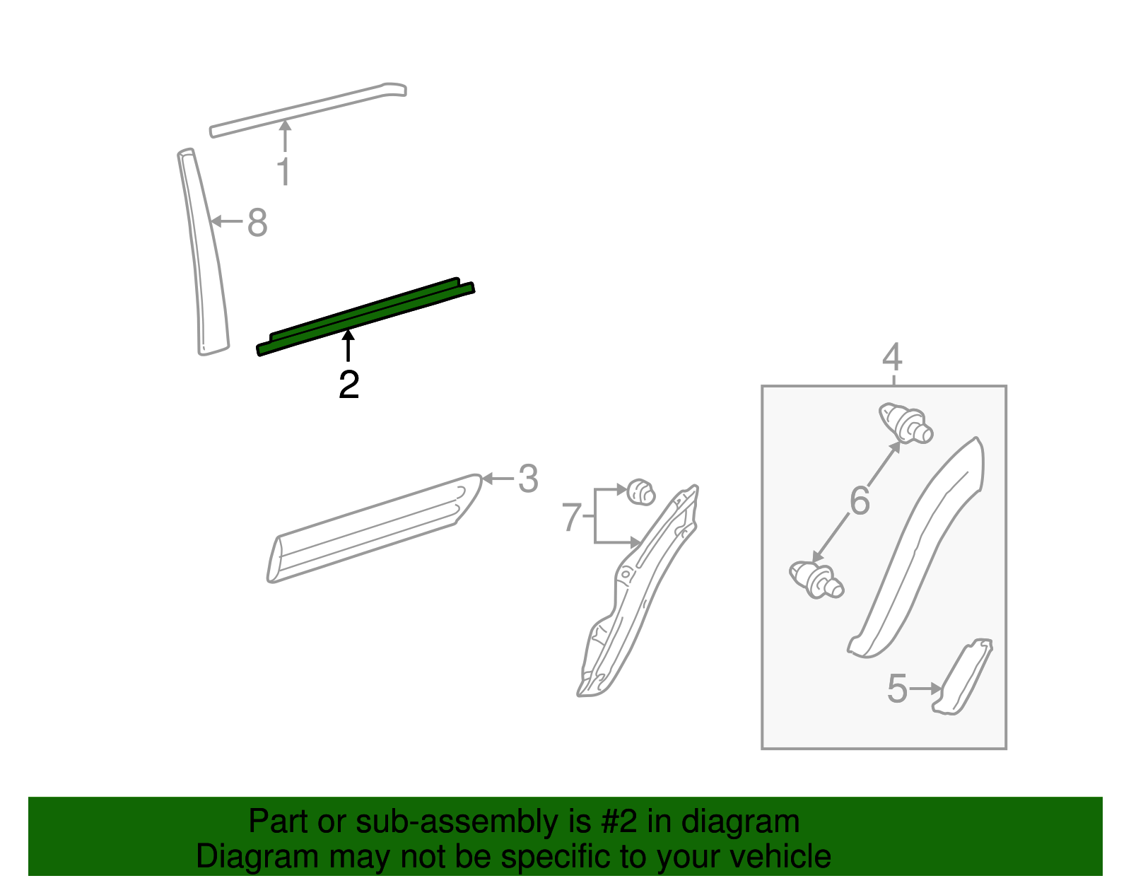 2001-2007 Toyota Sequoia Door Window Belt Weatherstrip (Left, Rear ...