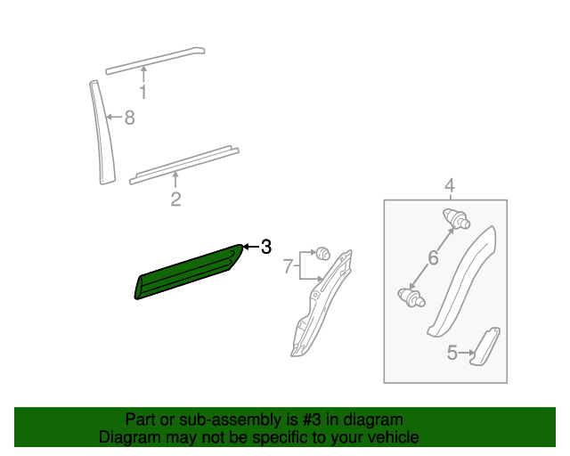 2001-2002 Toyota Sequoia Body Side Molding 75741-0C040-D0 | Toyota ...