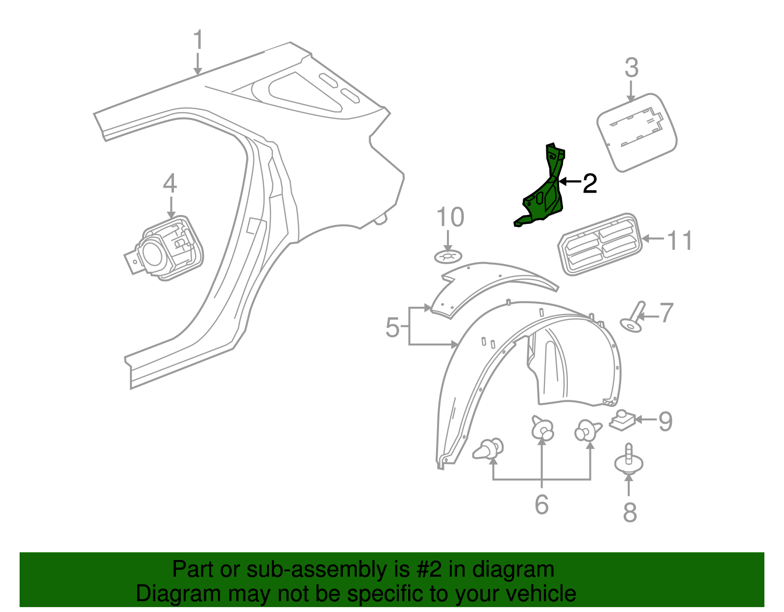 2010-2017 GMC Terrain Driver Side Body Side Outer Panel Rear Extension ...