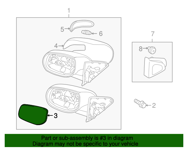 2010-2013 Kia Mirror Glass 87611-1M010 | Kia Automotive Parts