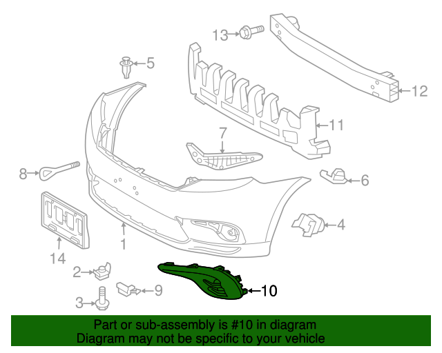 2011-2013 Toyota Highlander Cover Fog Lamp - PASSENGER SIDE 81481-0E060 ...