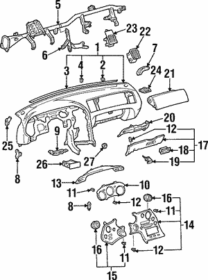 1993-1998 Toyota Supra Pad Sub-Assembly, Instrument Panel SAFETY 55401 ...