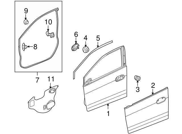2010-2014 Honda Insight Door Shell 67010-TM8-A90ZZ | Honda Factory Parts