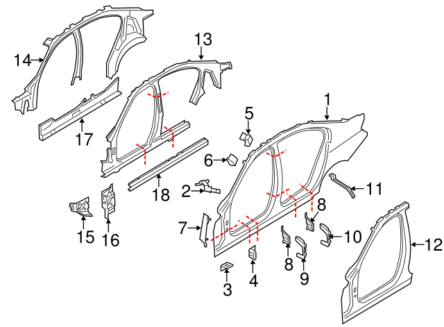 41117174365 - 2008-2024 BMW Hinge Pillar Reinforced Lower Bracket (41 ...