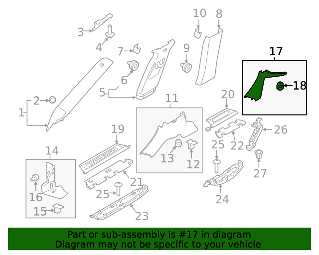 Lower Pillar Trim - 2020-2022 Land Rover Range Rover Sport (LR128878 ...