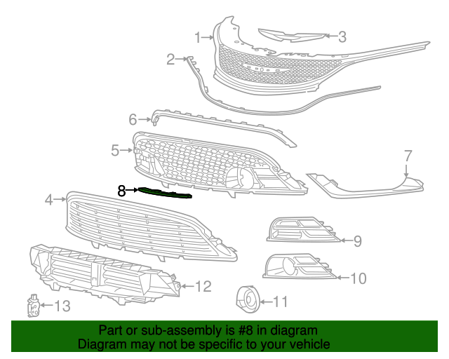 2015-2017 Chrysler 200 Lower Molding 68228876AA | TascaParts.com