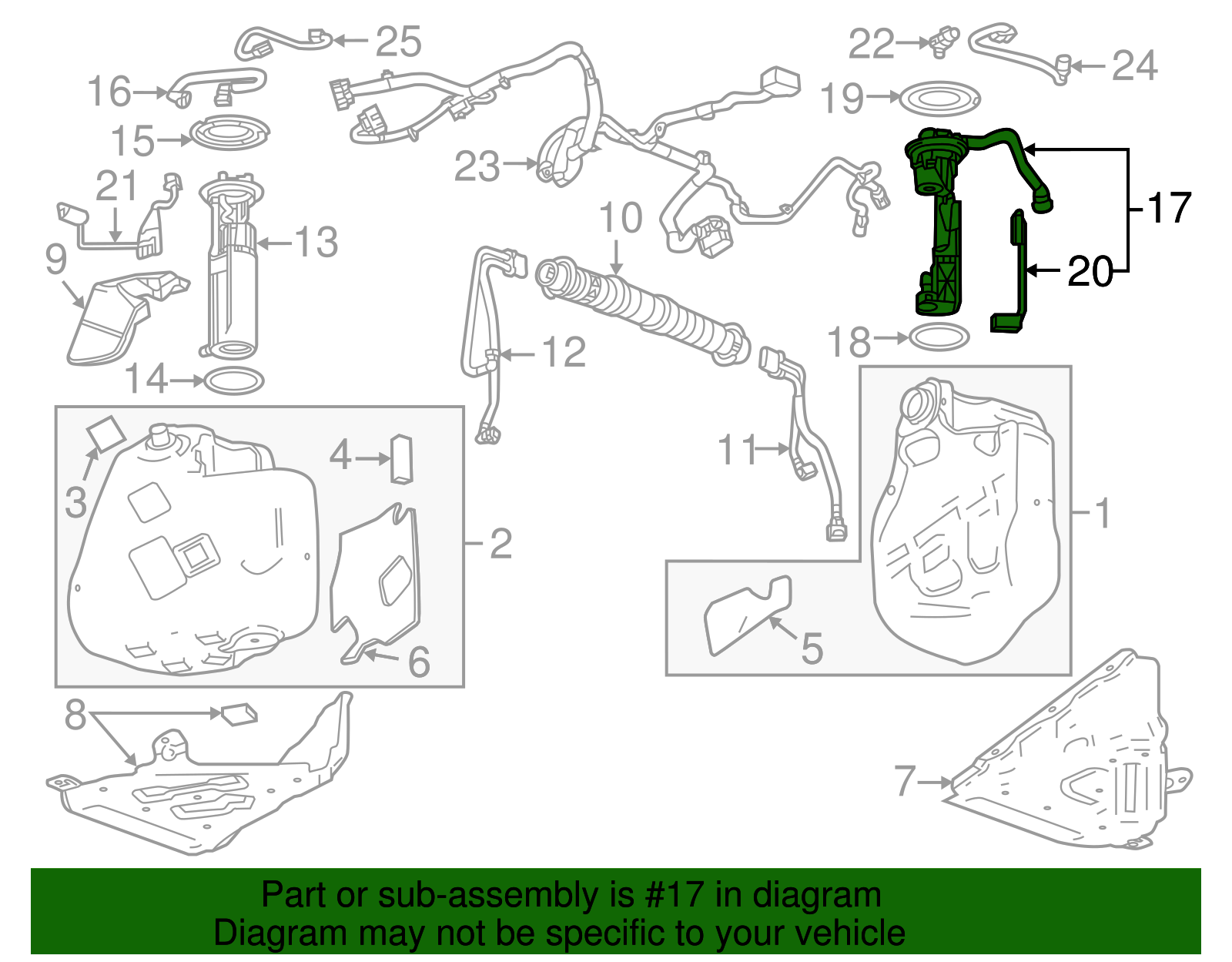 2014-2019 Chevrolet Corvette Fuel Sender Kit with Seal, Fuel Tank ...
