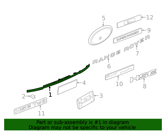 LR048394 - Center Molding 2013-2022 Land Rover Range Rover | Land ...