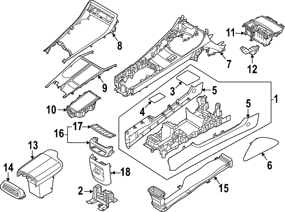 Hyundai - 84630-T6440-LR7 - Tray Assembly Floor Console - 2021-2024 ...