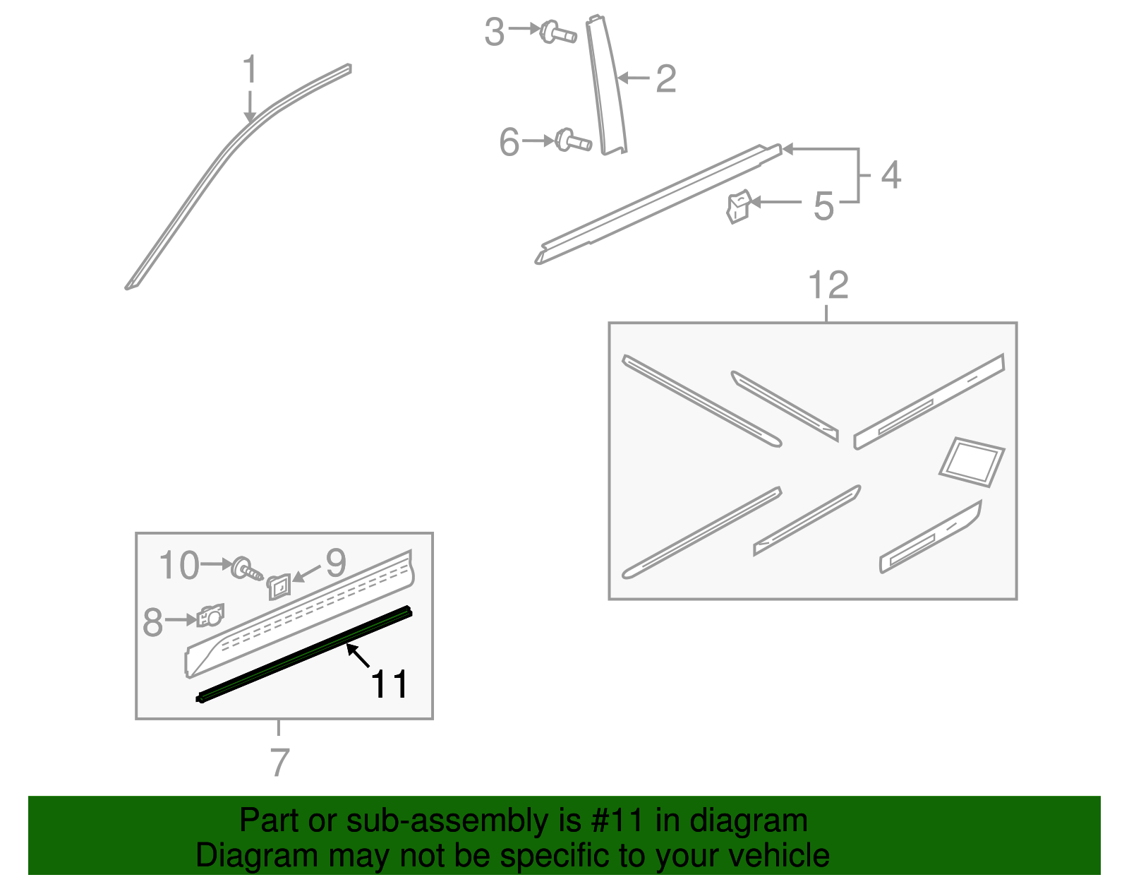 72327-TP6-A01 - Lower Molding Seal 2010-2015 Honda | Honda Parts Online