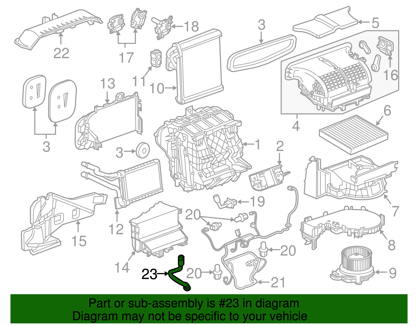 23376529 - Air Conditioning Evaporator and Blower Module Drain Hose ...