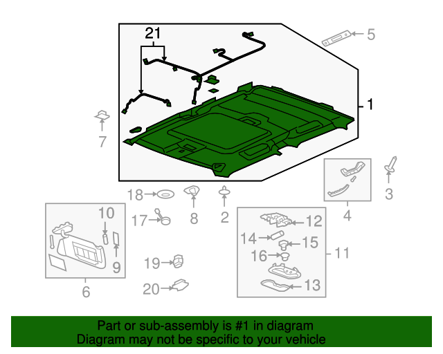 2009-2010 Hummer H3T Light Opel Gray Headlining Trim Panel 94733704 ...