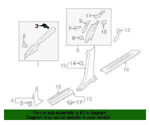 2015-2019 Kia Windshield Pillar Trim Clip 85815-B1000 | OEM Parts Online